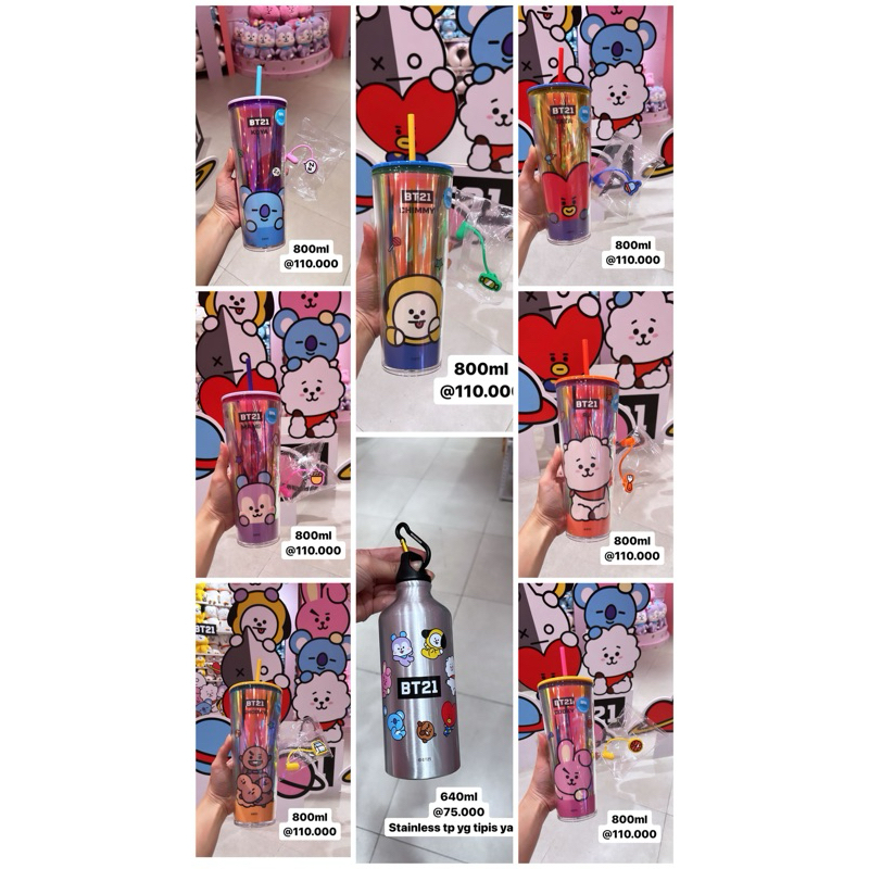 Jual BT21 with Miniso Tumbler 800ml Double Wall Plastic | BTS x Miniso ...