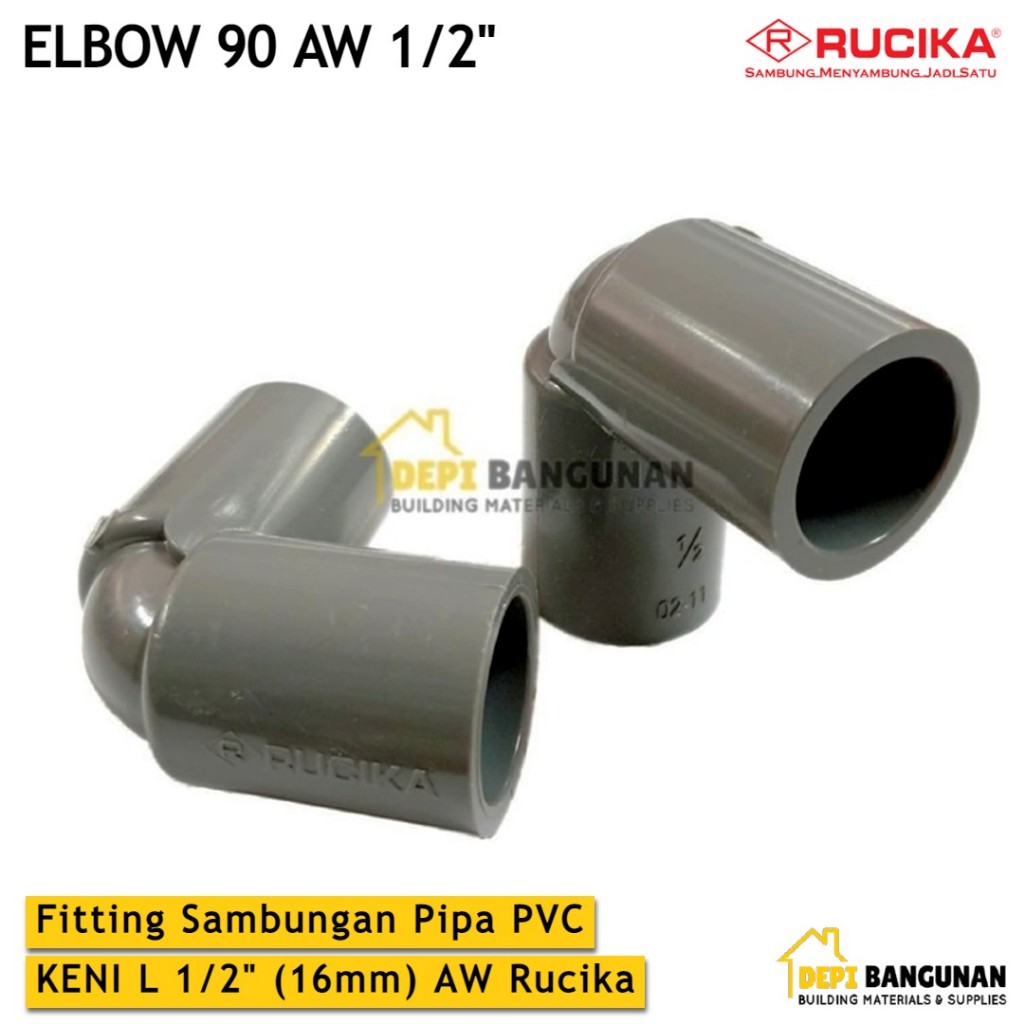 Jual Elbow 1/2 inch AW Rucika - Fitting Sambungan Pipa PVC Knie Keni L | Shopee Indonesia