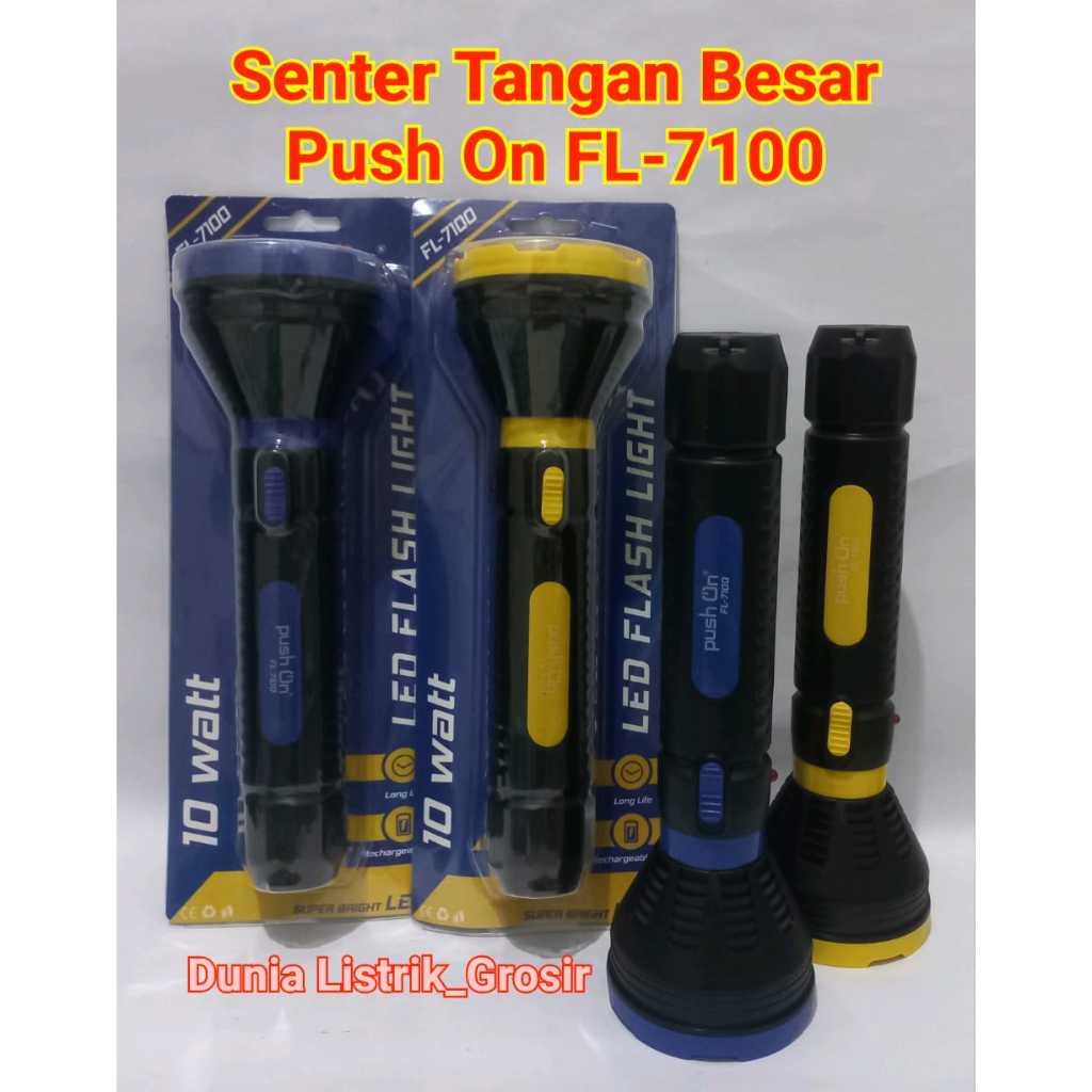 Jual Senter Tangan Push On FL-7100/Senter Charge Panjang 27 Cm PUSH ON ...
