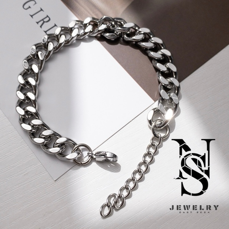 Jual NS_JEWELLERY - Gelang Rantai Silver Titanium Pria/Wanita Anti ...