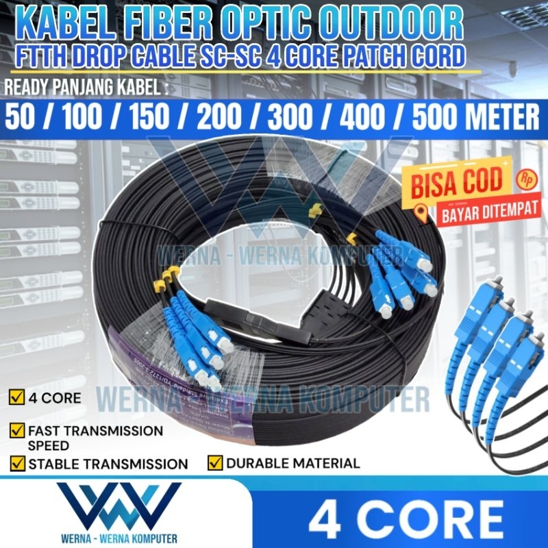 Jual KABEL FIBER OPTIC / OPTIK FO 4 CORE PRECON FTTH SC OUTDOOR 500 ...