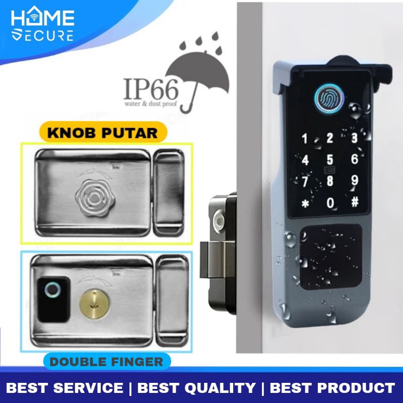 Jual Smart Door Lock Fingerprint Dual Sensor Waterproof untuk Pintu ...