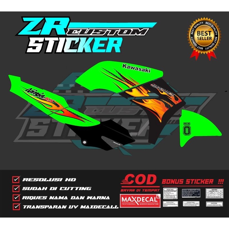 Jual Sticker striping KAWASAKI NINJA SS custom motif api transparan UV ...
