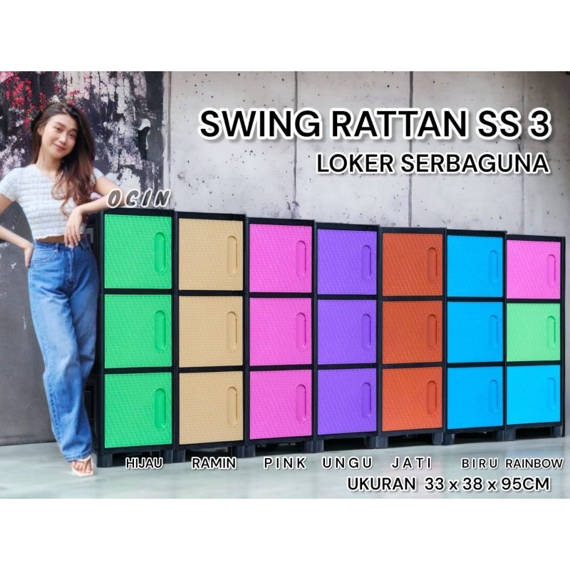 Jual Lemari Swing 3 Susun Rattan Marble/ Lemari Plastik Loker 3 Susun ...