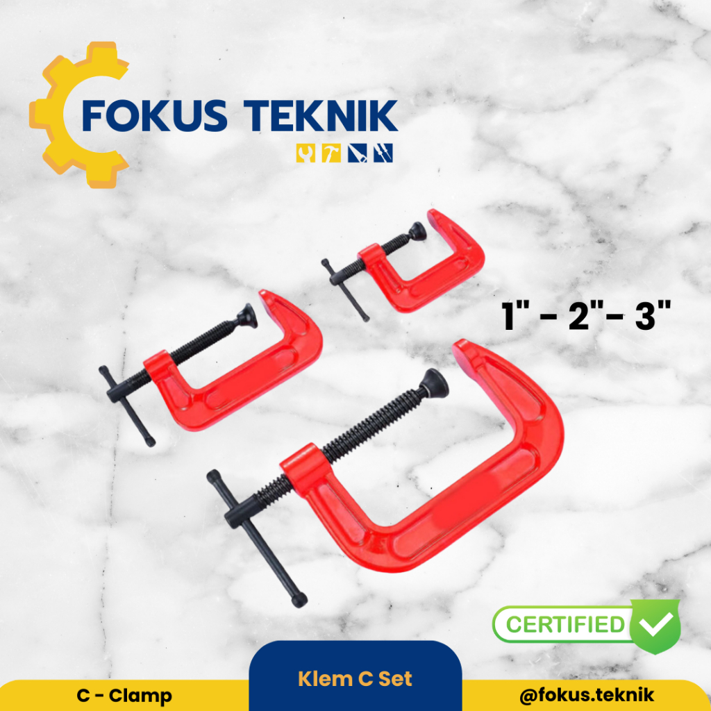 Jual Clamp C Set Isi 3 Pcs 1" 2" 3" Alat Penjepit Kayu Besi Klem G ...