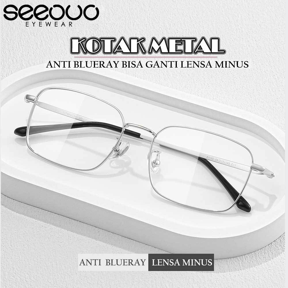 Jual Seeouo Kacamata Antiradiasi Blueray Model Kotak Business Style Bahan Metal Comfortable ...