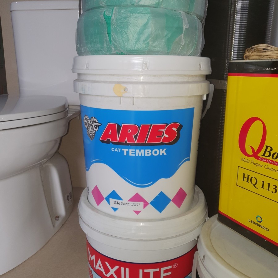 Jual Cat Tembok Aries Emulsion Pail 20kg Super White/ Cat Dinding Aries ...