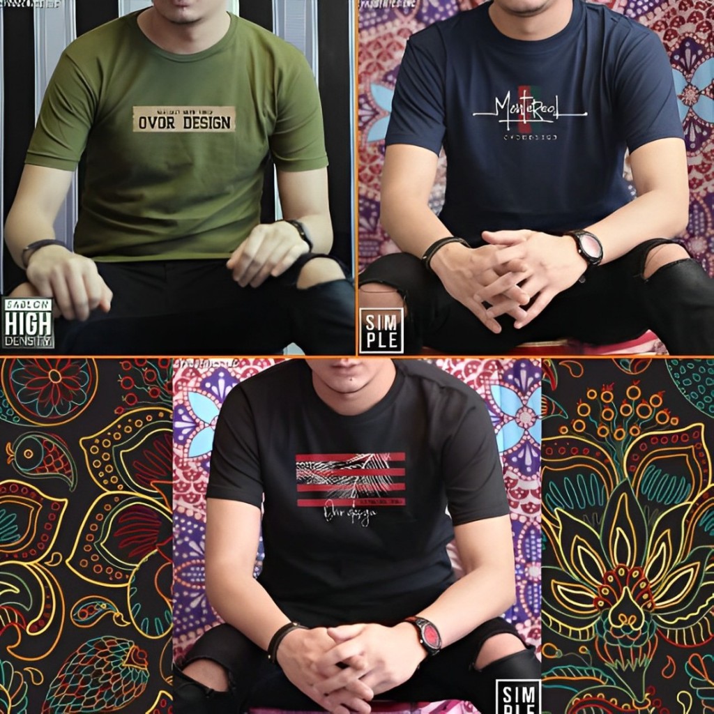 Jual (Isi 3pcs)Kaos Distro Kaos pria lengan pendek Kaos pria distro ...