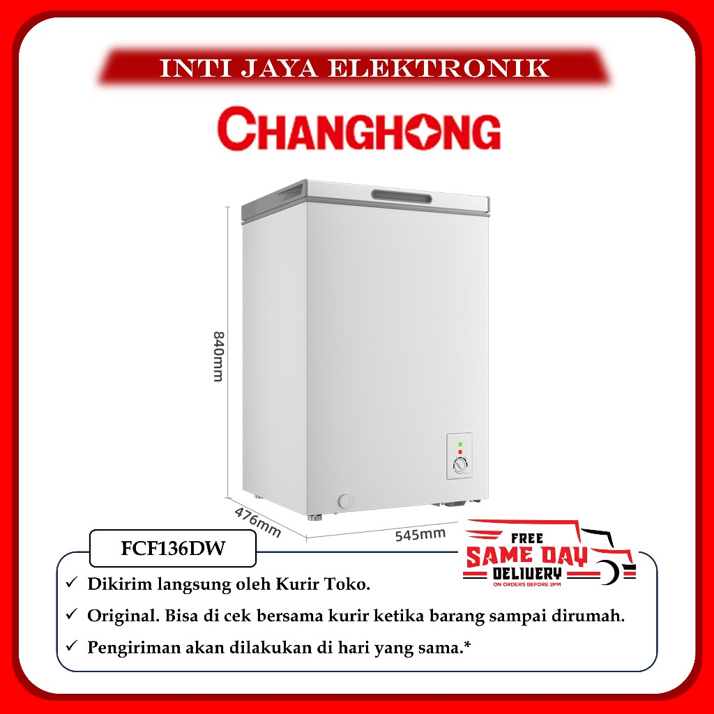 Jual FREEZER BOX CHANGHONG 110 LITER CHANGHONG FCF136DW CHANGHONG FCF ...