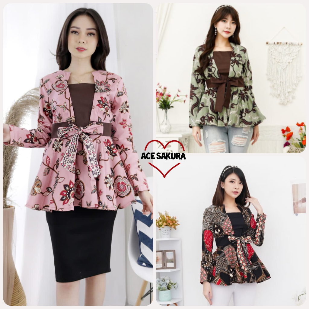 Jual BLOUSE BATIK NOVA WANITA ATASAN KERJA KANTOR ETNIK BAJU CEWEK 220 ...