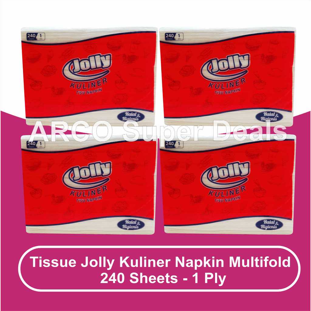 Jual Paket 4 Pack Tissue Jolly Kuliner Napkin 240 Sheets 1 Ply Tisu ...