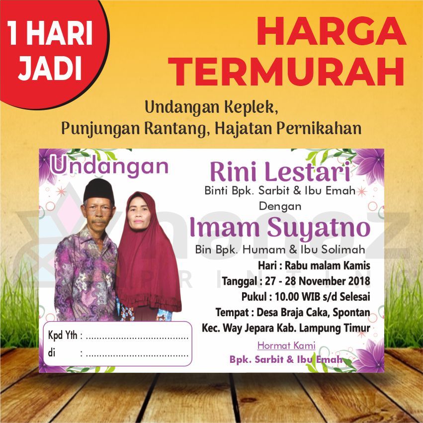 Jual Keplek / Kartu Punjungan / Undangan Besek / Undangan Pernikahan ...