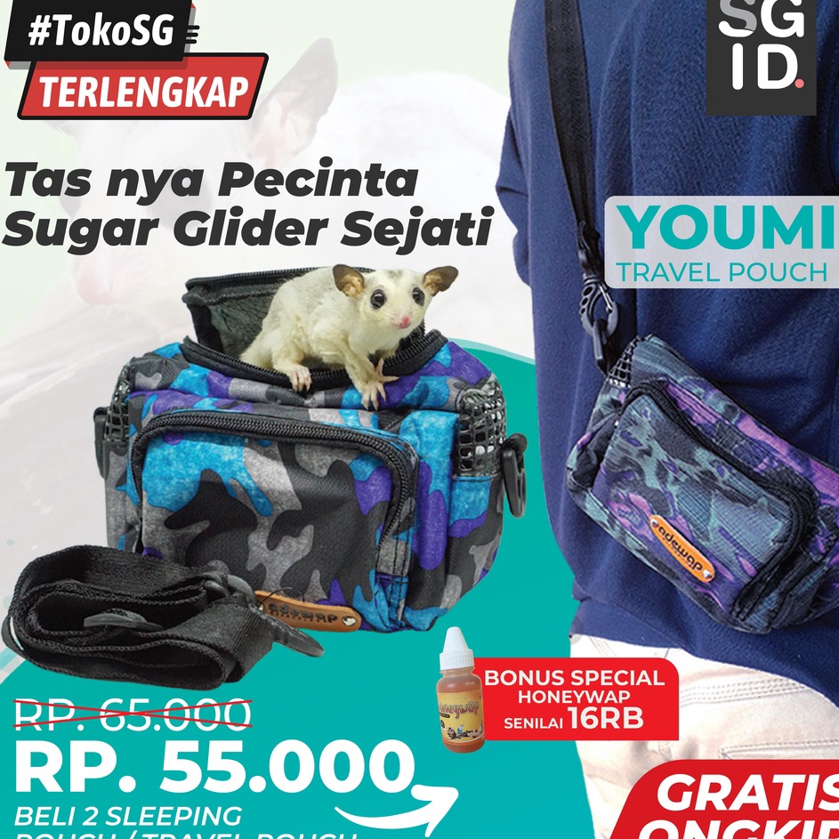 Jual Model Terbaru Travel Pouch Model Youmi Tas Sugar Glider selempang ...