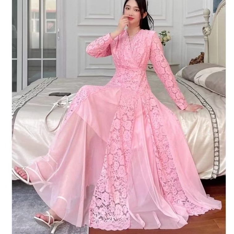 Jual 51901 Baju MAXIDRESS AZIRA LACE PATCHWORK MAXI DRESS lengan ...