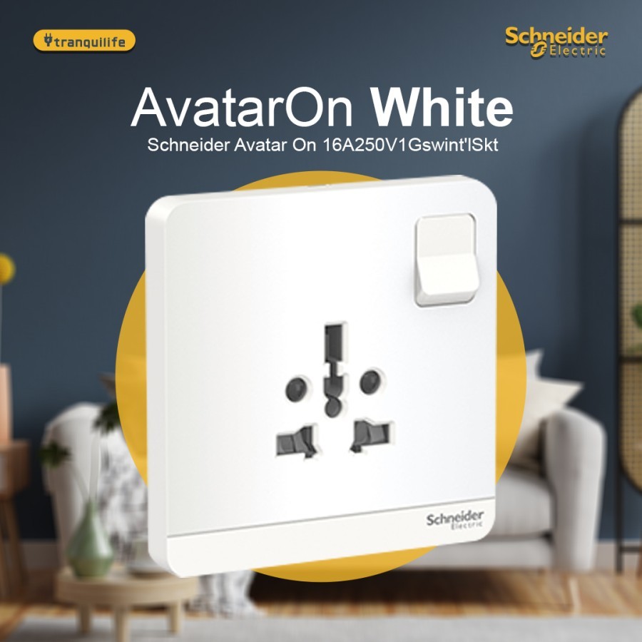 Jual Schneider Avatar On 16A 250V 1G Socket Listrik Tembok Rumah Schuko ...