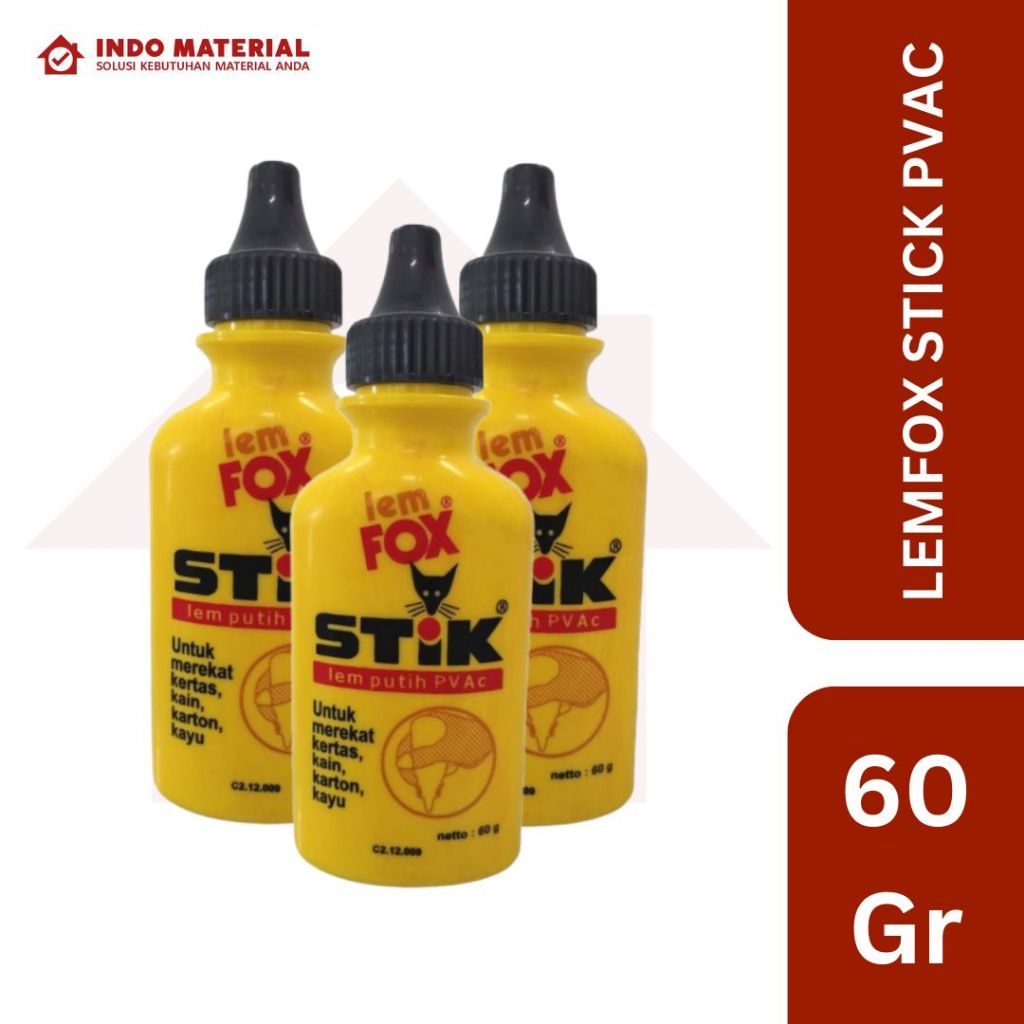 Jual Lem Fox Stik PVAc Botol Kuning 60 gr | Perekat Kertas Praktis | Shopee Indonesia