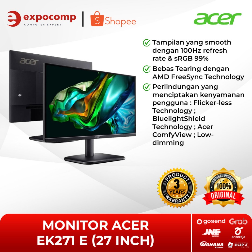 Jual Monitor ACER EK271 E (27"/FHD/IPS/100Hz/1ms/HDMI/VGA/FreeSync ...