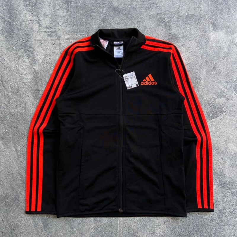 Jual TRACKTOP ADIDAS BALOK HITAM LIST OREN | Shopee Indonesia