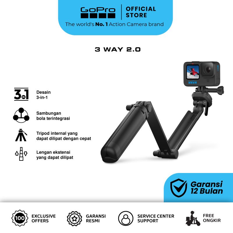 Jual GoPro 3-Way Grip Arm Tripod (Gagang, Tripod Tongsis) | Shopee Indonesia
