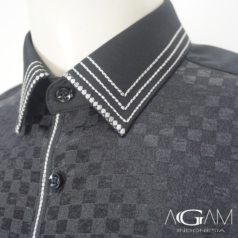 Jual Kemeja Pria lengan Pendek Alva kotaka hitam Tailor Agam | Shopee Indonesia