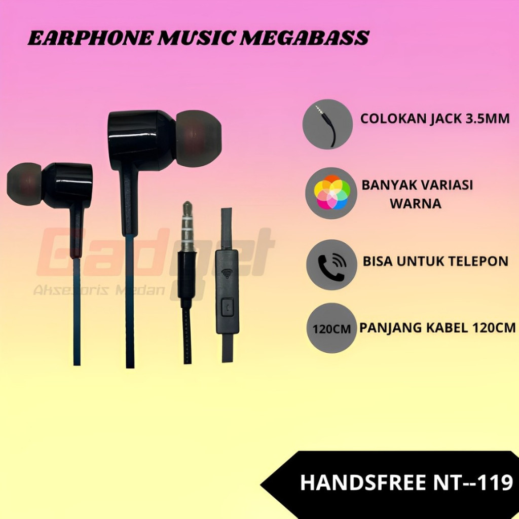 Jual Handsfree Handphone Megabass Newtech NT-119 / Heanset Hp Extra ...