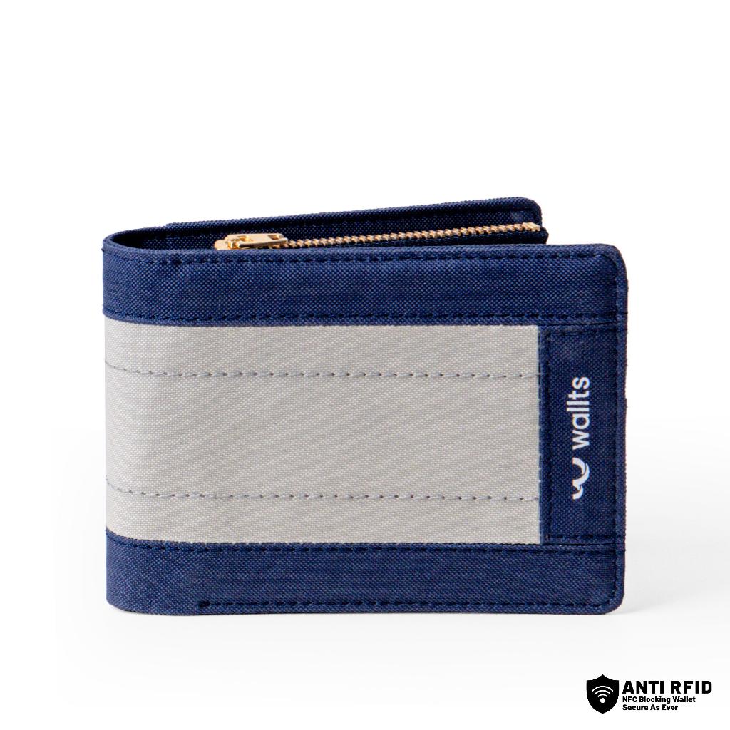 Jual Wallts Ben Navy Grey - Wallts Dompet Lipat Kanvas Pria Anti Air ...