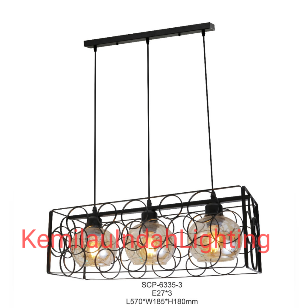 Jual SL6335-3 LAMPU GANTUNG HIAS ISLAND TABLE MEJA MAKAN KLASIK MEWAH HITAM PENDANT LAMP ...