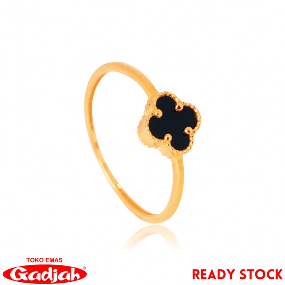 Jual KODE N7D Cincin Emas Clover Hitam Minimalis Clover Gold Ring Toko ...