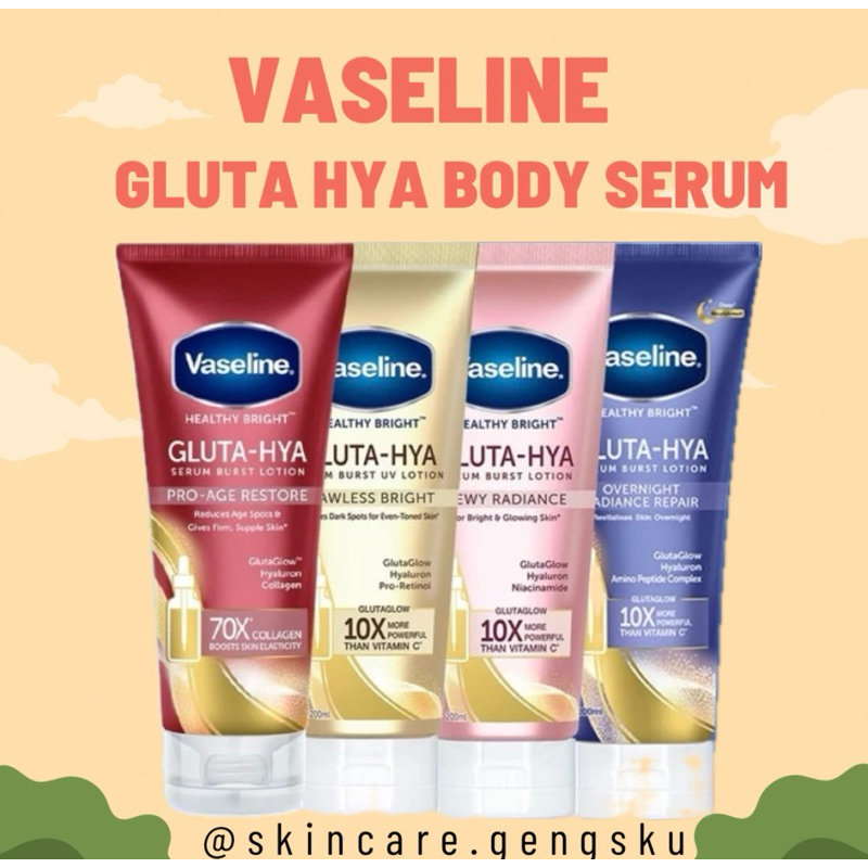 Jual Vaseline Gluta Hya Gold Pink Dewy Merah Collagen Radiance Flawless ...