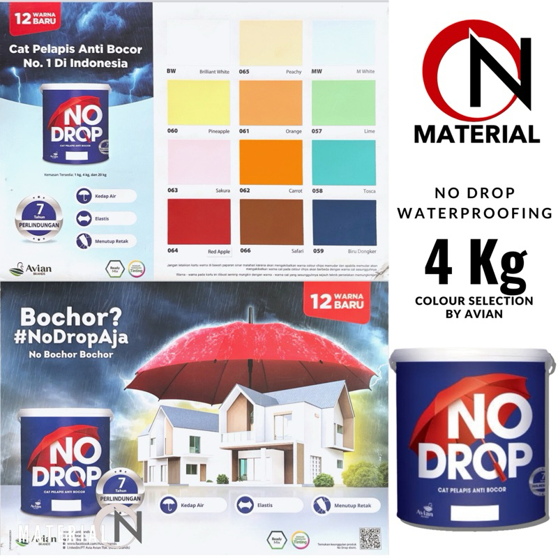 Jual Cat Waterproofing NO DROP AVIAN Kemasan 4Kg galon / Cat Tembok and Pelapis Anti Bocor ...