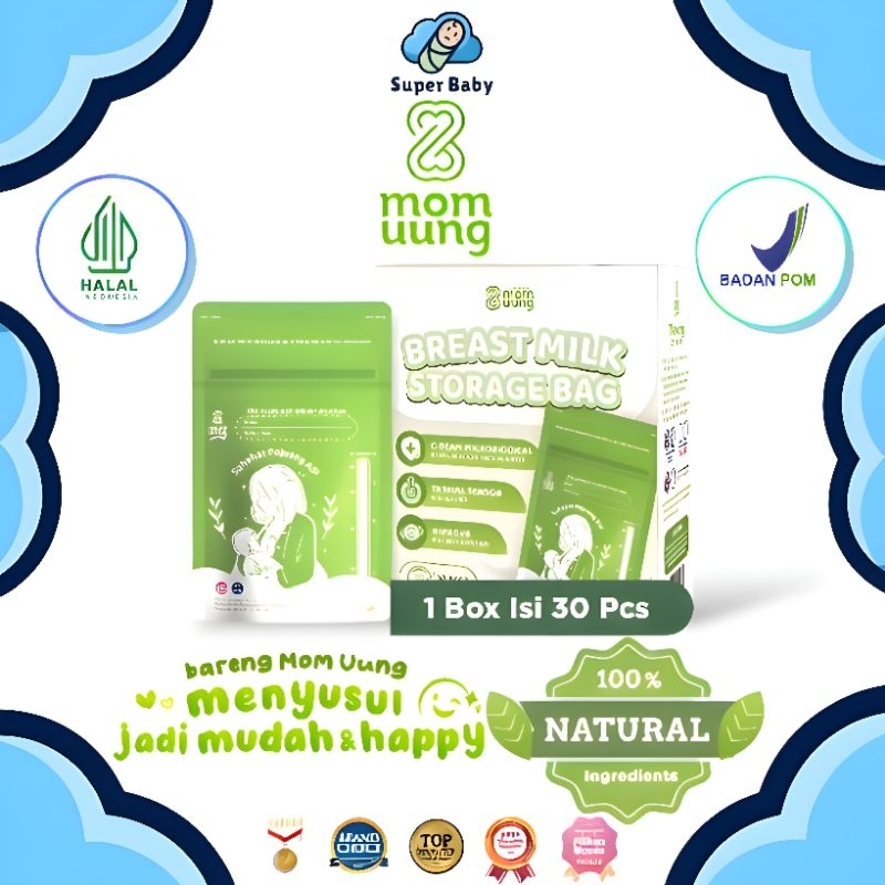 Jual KANTONG ASI MOM UUNG BREASTMILK STORAGE BAG PRE STERILIZED 100ml ISI 30 BAG | Shopee Indonesia