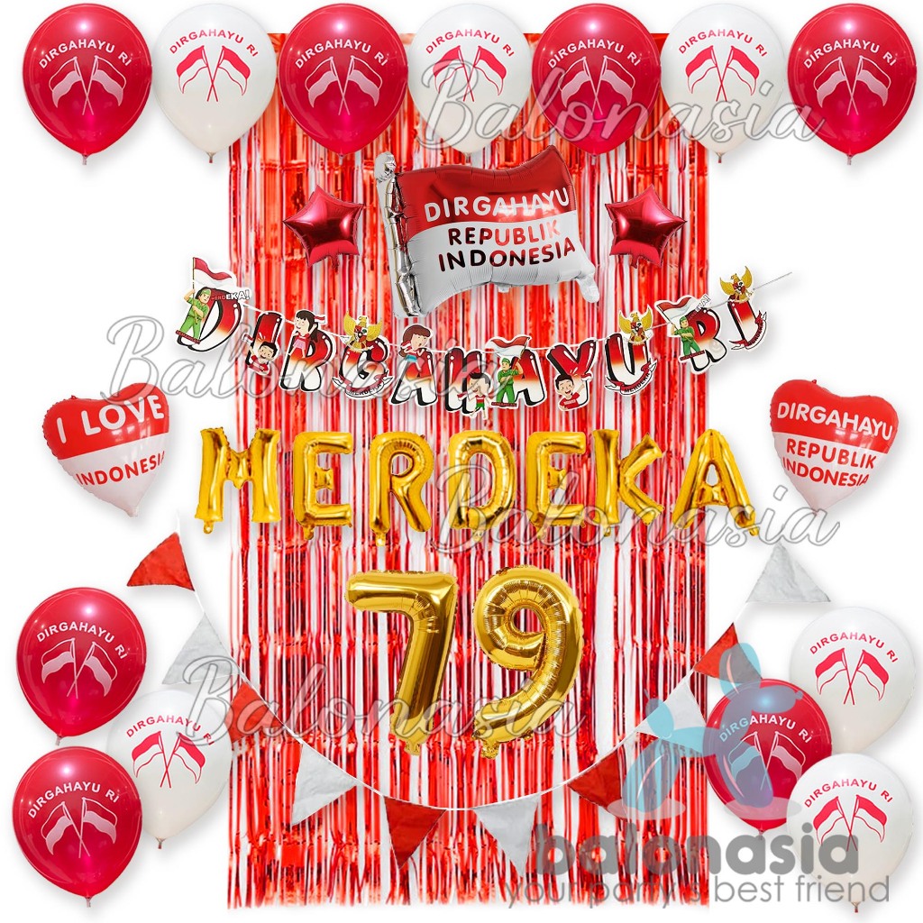 Jual Dekorasi DIRGAHAYU Pesta HUT RI 17 Agustus / Banner Foil Bendera ...