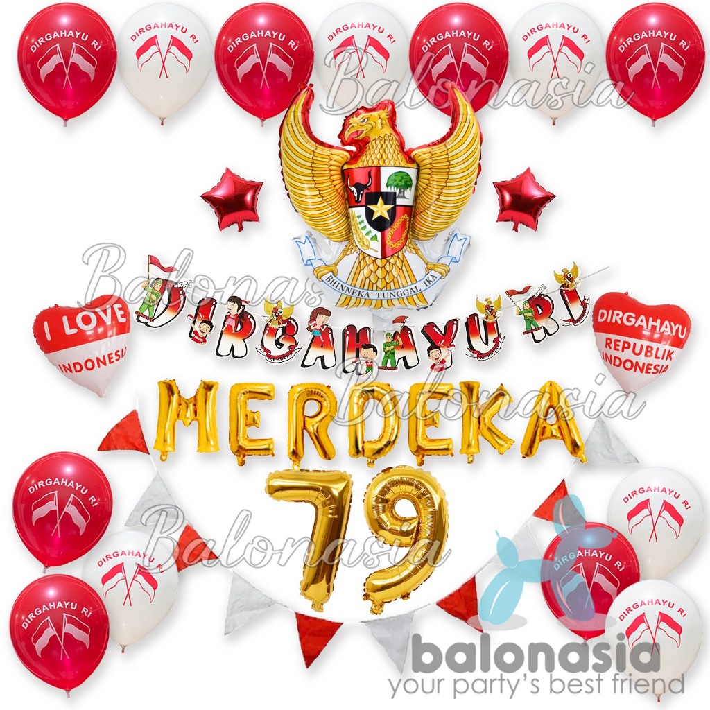 Jual Dekorasi DIRGAHAYU Pesta HUT RI 17 Agustus / Banner Foil Bendera ...