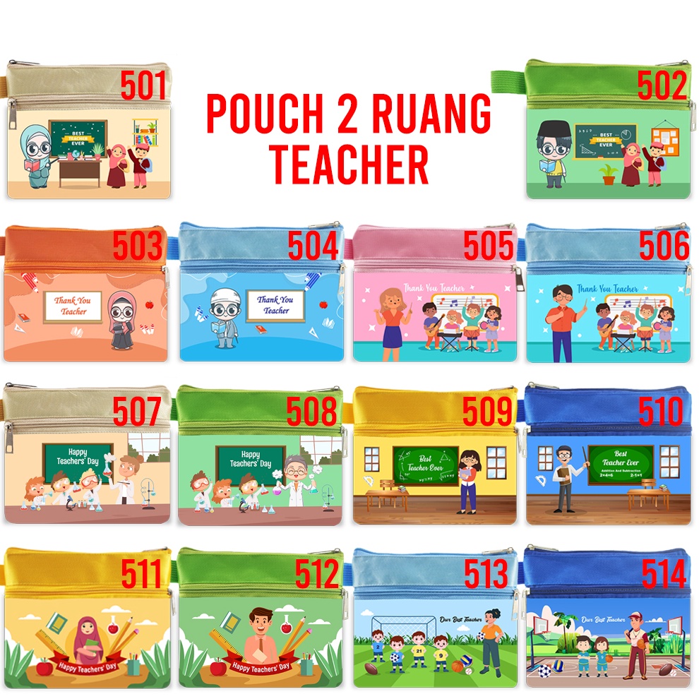 Jual TREND Pouch 2 RUANG Hari Guru Happy Teacher Day Souvenir Kado ...