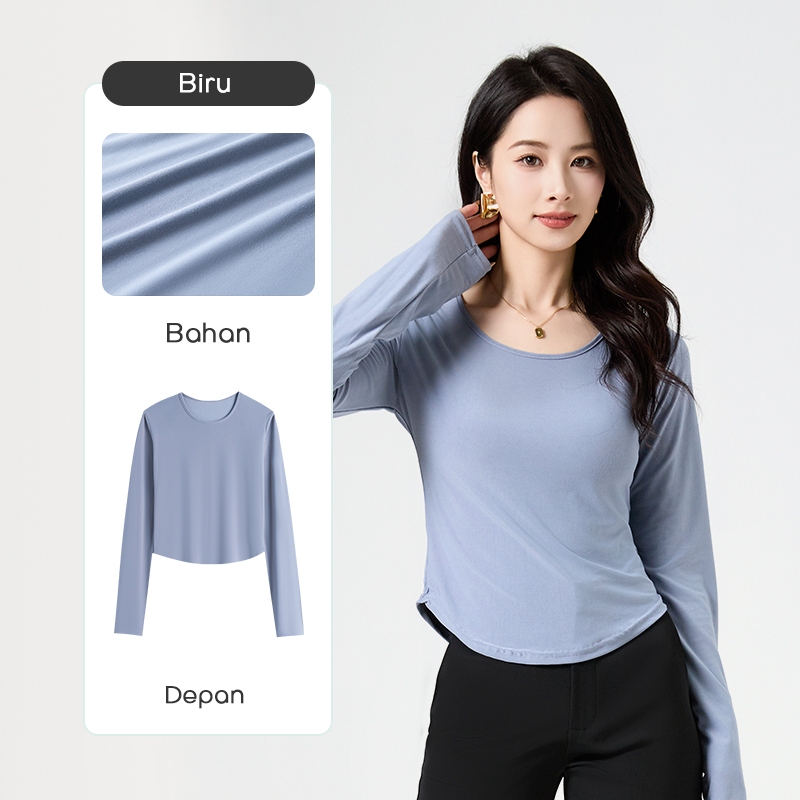 Jual Kemeja Turtleneck Lengan Panjang/Blus Wanita/Kaos Slim Fit Wanita ...