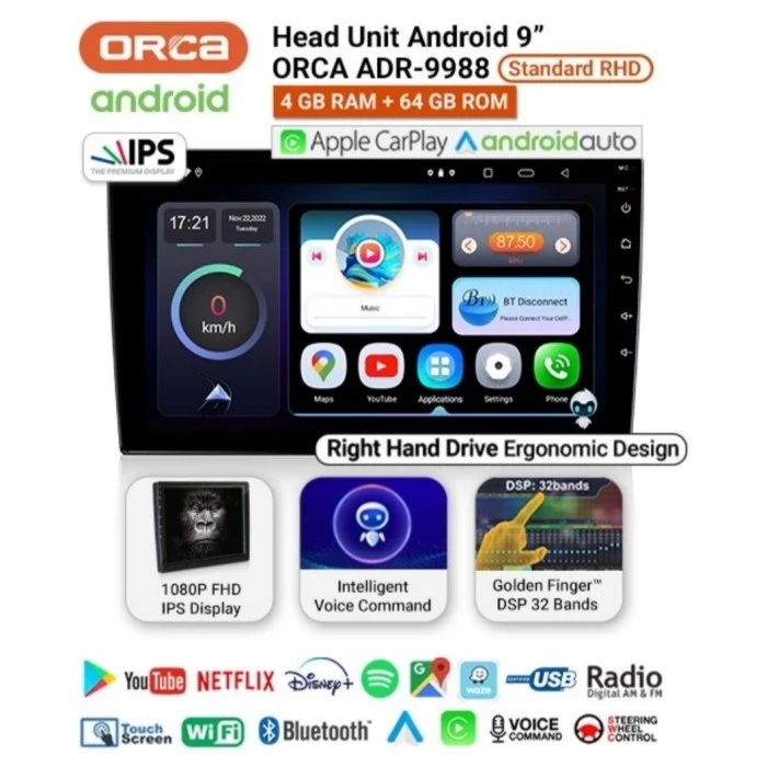 Jual Head Unit ORCA 9 inch ANDROID ORCA RAM 4 GB + 128 GB ROM ANDROID ...