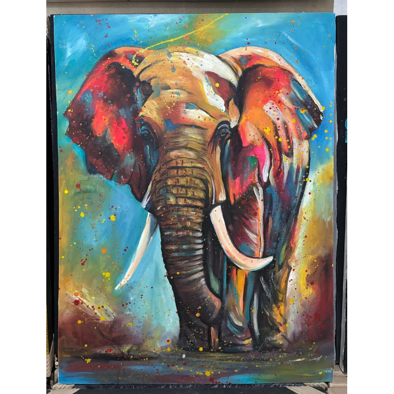 Jual Lukisan Gajah, Lukisan Kanvas, Hiasan Dinding Ukuran 60 x 80 cm ...