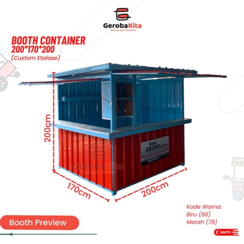 Jual booth kontainer ukuran 200x150x20 custom etalase | Shopee Indonesia