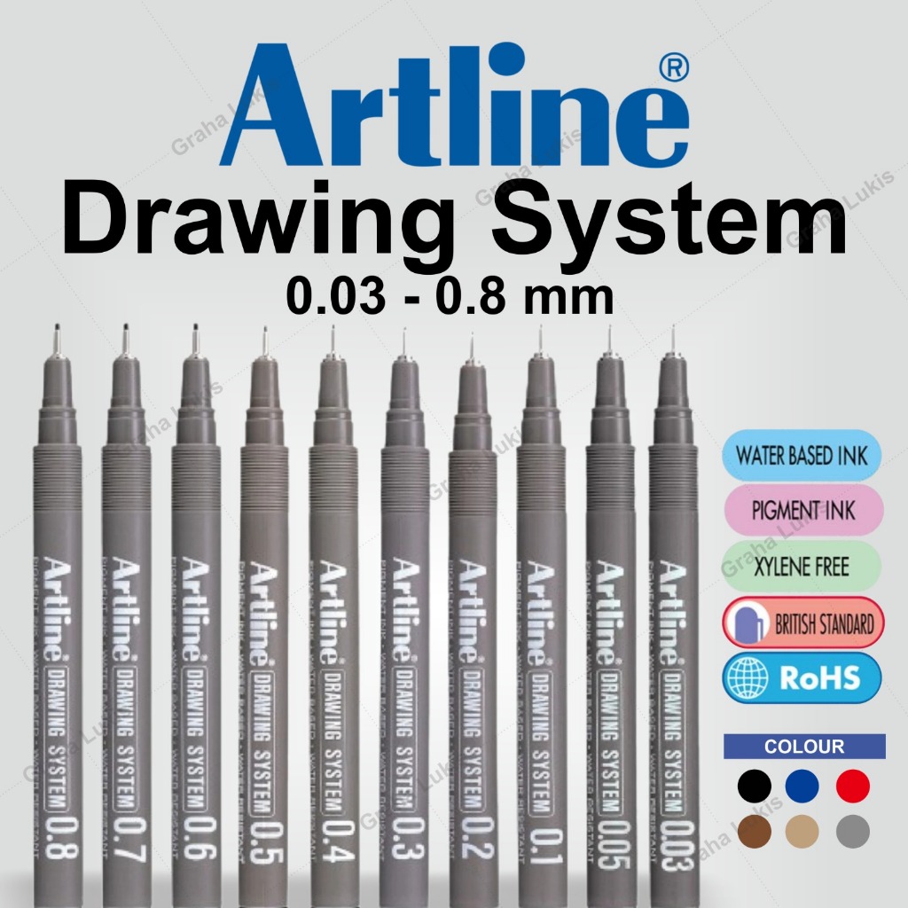 Jual Artline Drawing System Black / Red / Sepia / Gray / Pale Brown ...