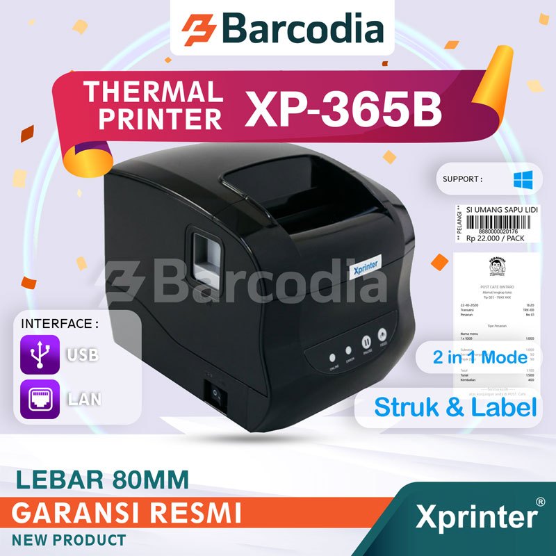Jual PRINTER BARCODE THERMAL / LABEL PRINTER XPRINTER XP-365B - USB + LAN | Shopee Indonesia