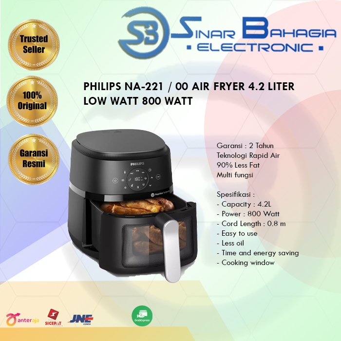 Jual PHILIPS NA-221 / 00 AIR FRYER 4.2 LITER LOW WATT 800 WATT (NEW ...