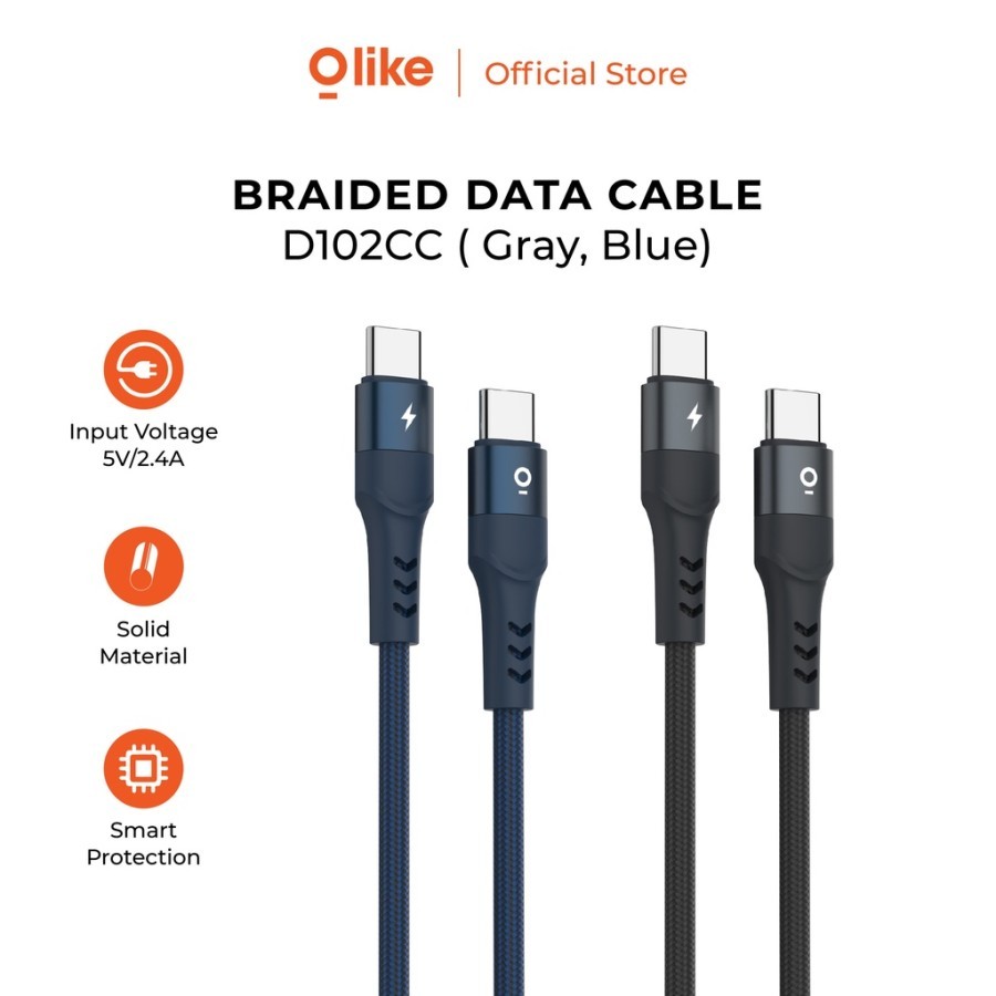 Jual Olike D102CC KABEL DATA PD 60 Watt Braided Cable Type-C to Type-c ...
