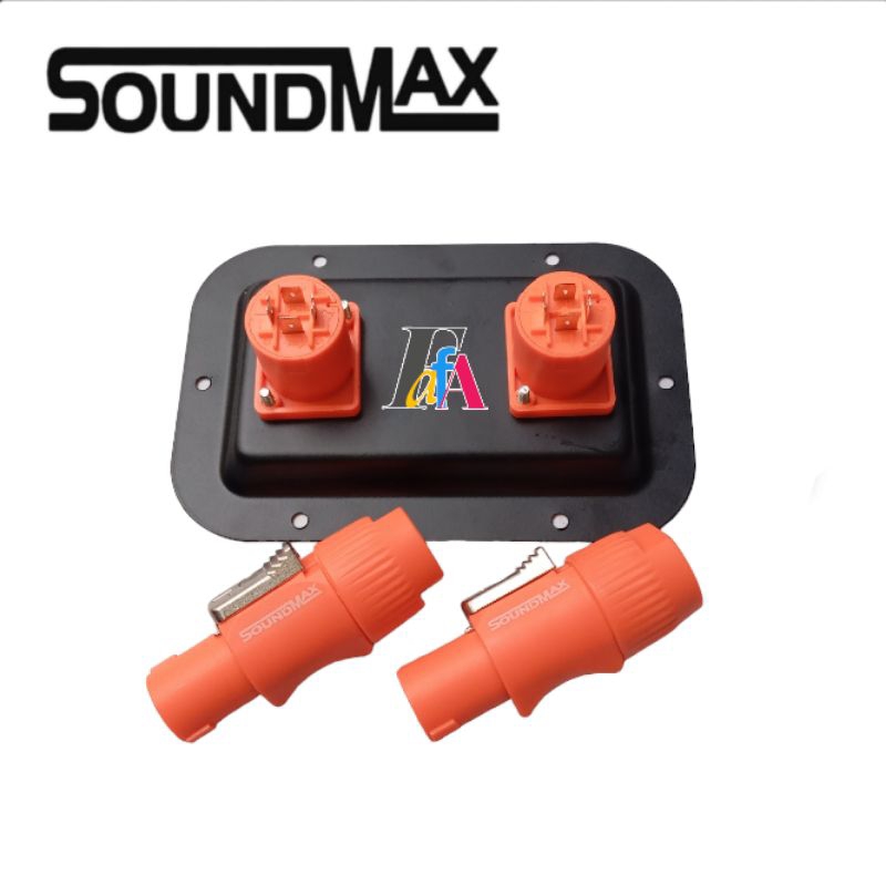 Jual Panel Plat Spikon Besi + 2 Jack Spikon Soundmax Oren + 2 Soket ...