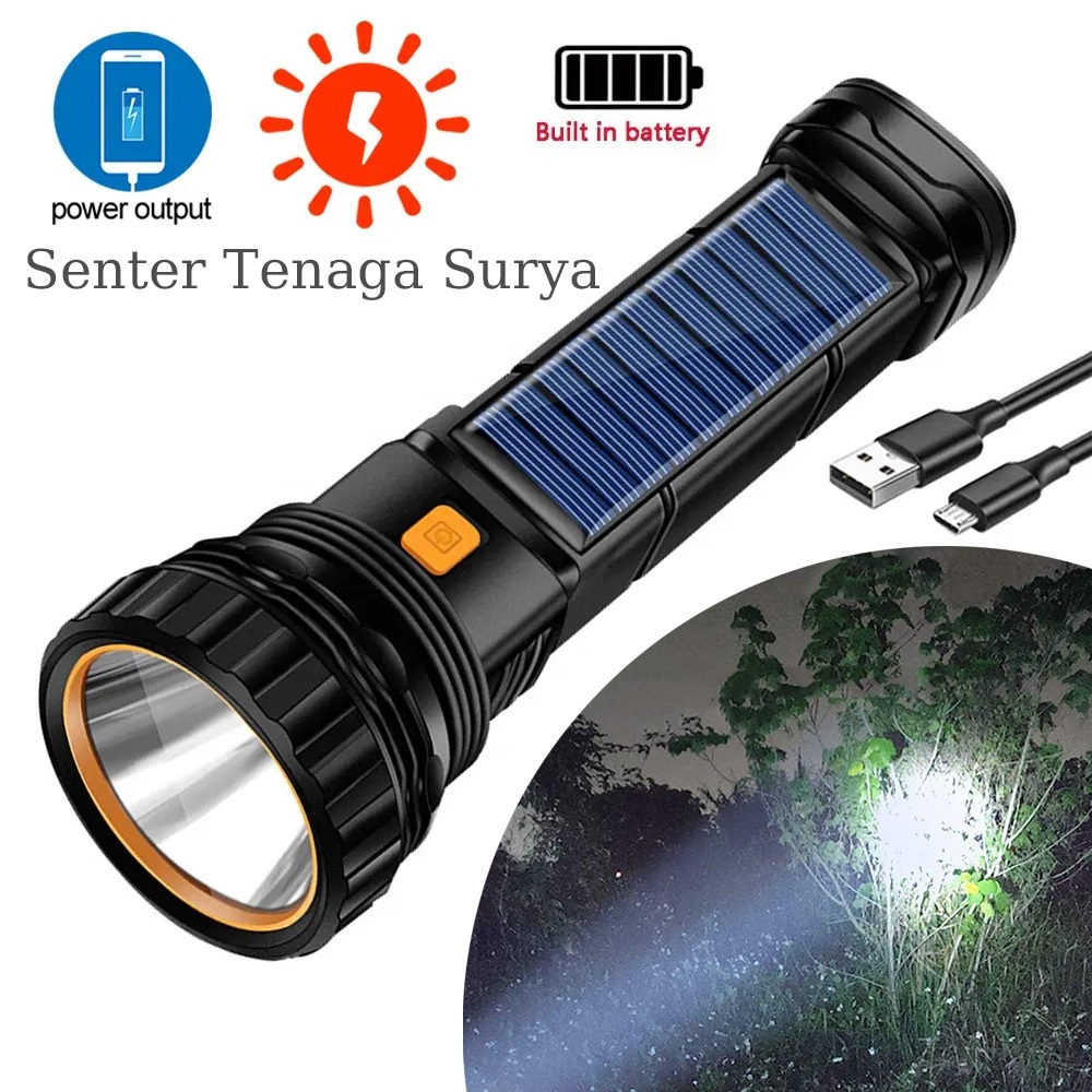 Jual Senter Tenaga Surya Senter Isi Ulang USB Senter Sisi COB Lampu Samping Daya Seluler IPX6 ...