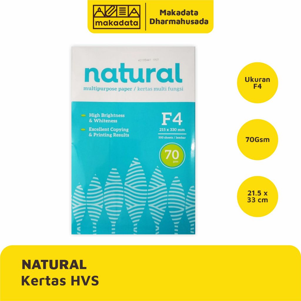 Jual KERTAS HVS | PRINT | FOTOCOPY NATURAL F4 70 GRAM (1RIM) | Shopee Indonesia