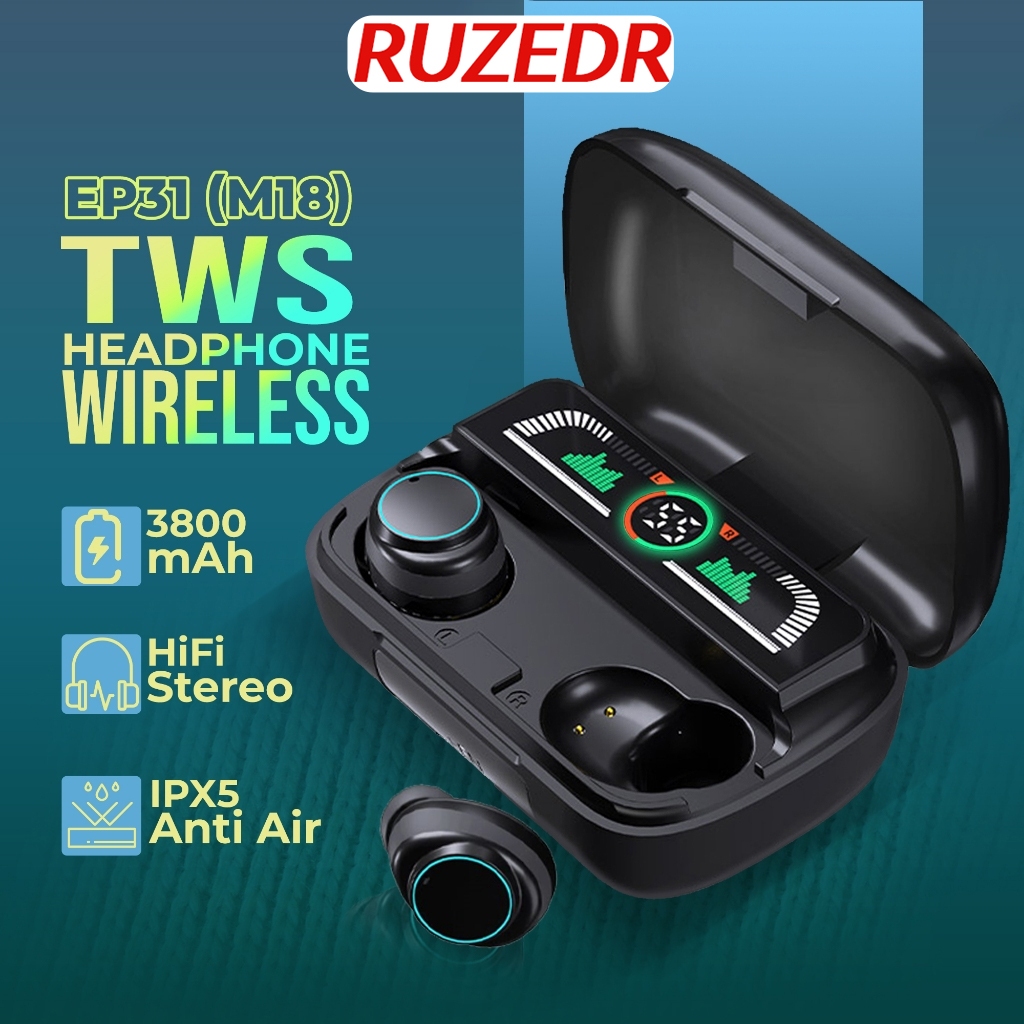 Jual M18 Tws bluetooth headset gaming wireless embedded power bank ...