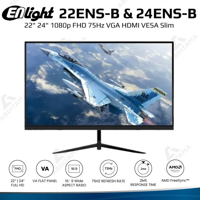 Jual LED MONITOR ENLIGHT 22" 22ENS-B 75Hz FHD 1080p VGA HDMI VESA SLIM ...