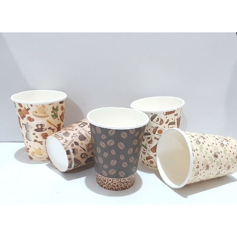 Jual (pack=50) Paper Cup / Gelas Kertas / Gelas Kopi / Gelas Teh / Gelas Air Panas Okey 8oz ...