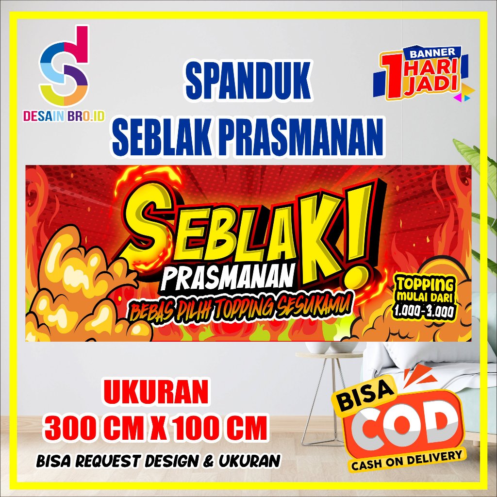 Jual SPANDUK/BANNER SEBLAK PRASMANAN ( BISA CUSTOM ) UKURAN 300X100 CM ...