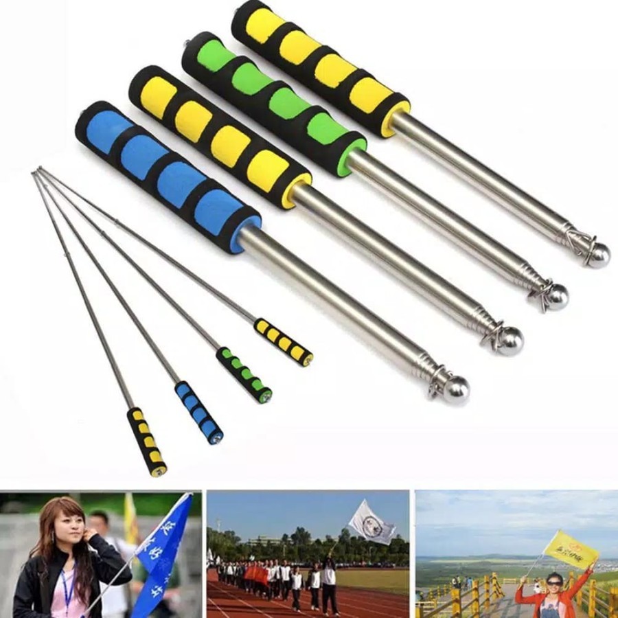Jual BARU Tongkat Tiang Bendera Portable Handheld Flag Pole 1,2 M Stik ...